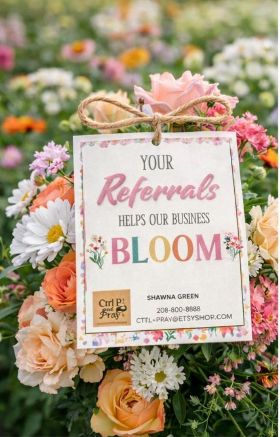 Floral Referral Gift Tag Template | Editable Canva Design (digital ...