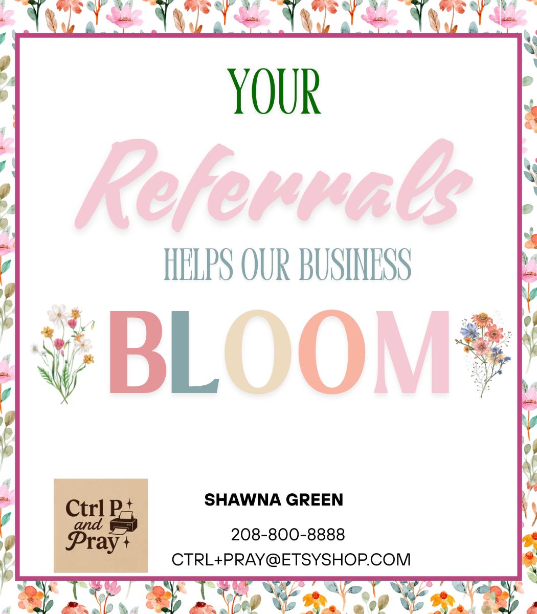 Floral Referral Gift Tag Template | Editable Canva Design (digital ...