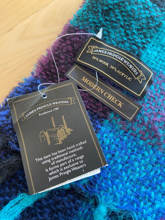 James Pringle Weavers Modern Check Vintage Wool Blend… - Gem