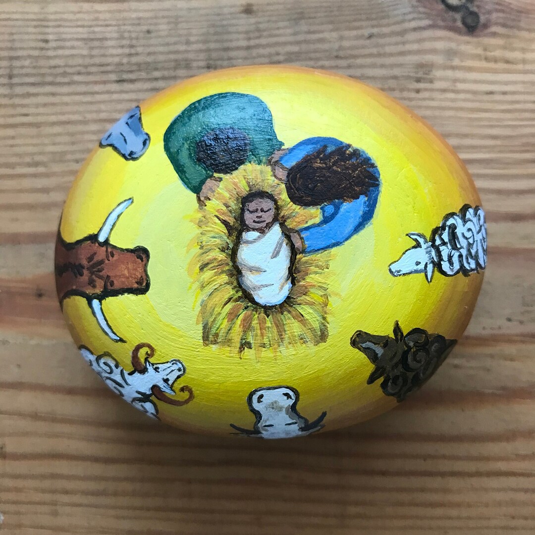 Nativity Story Stone Jesus in Manger - Etsy