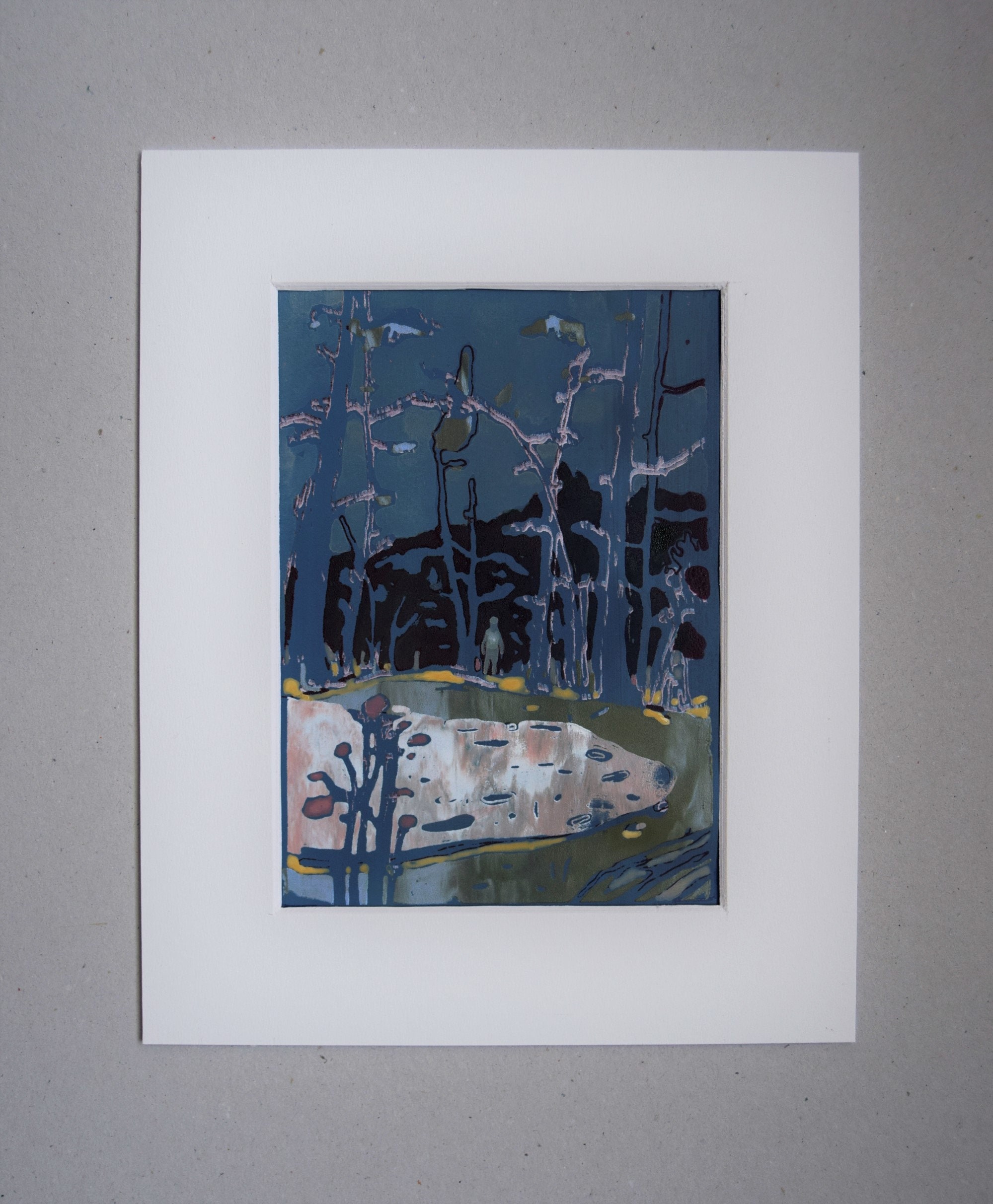 Original Acrylic Painting on Paper. Blue Painting Original Contemporary ...