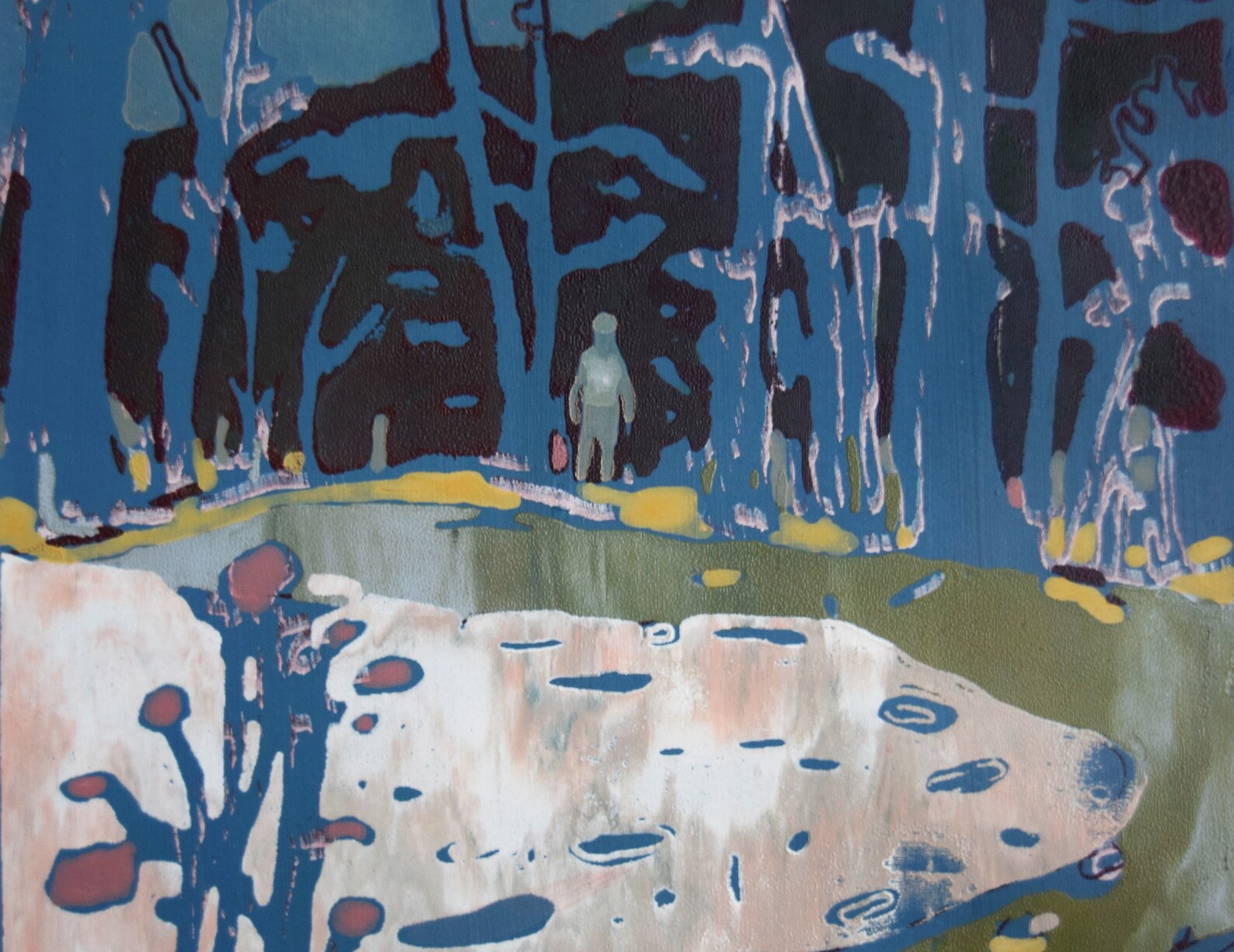 Original Acrylic Painting on Paper. Blue Painting Original Contemporary ...