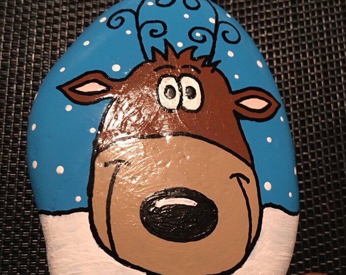 Christmas Reindeer, Painted Rock - Etsy
