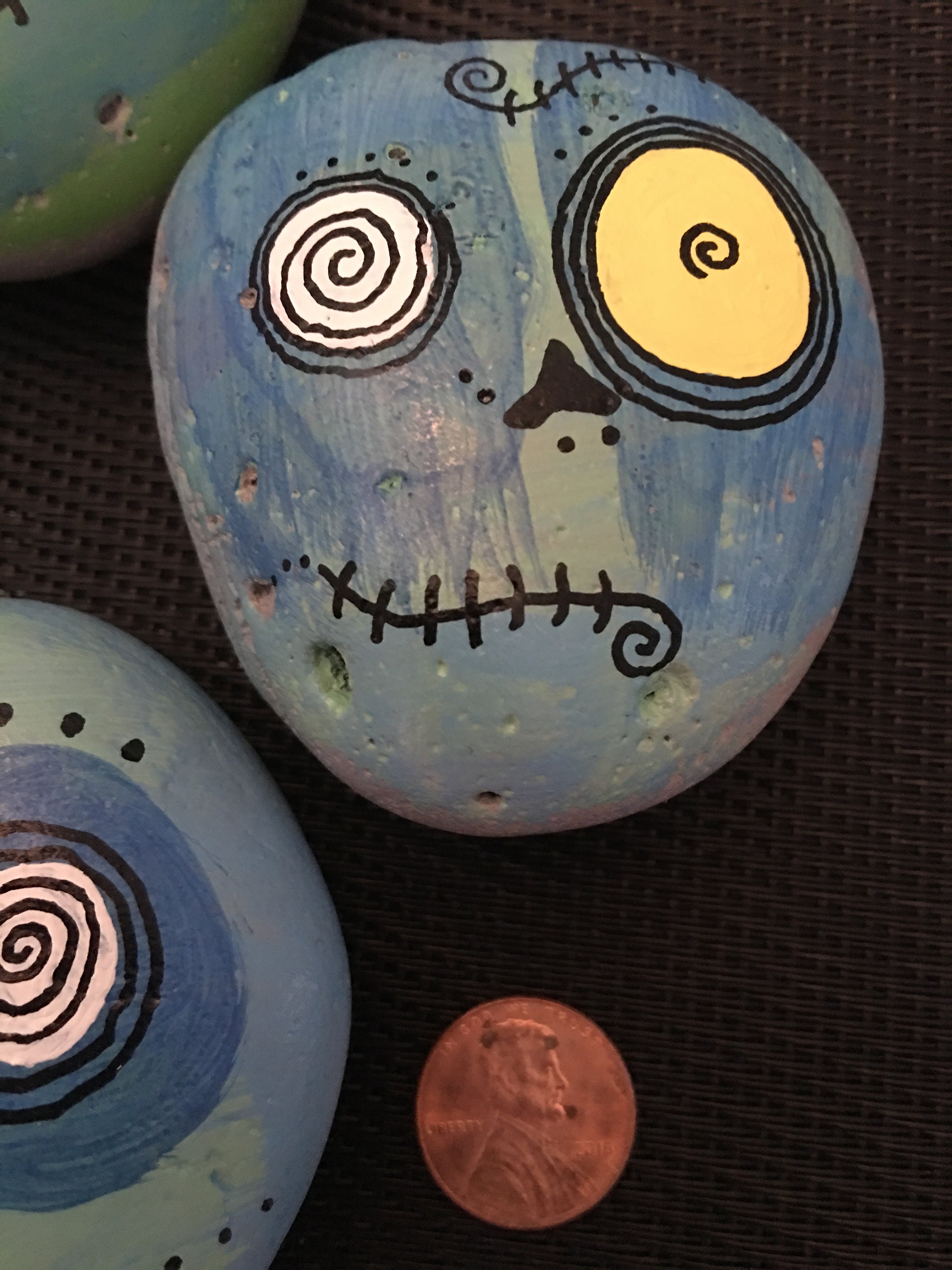 Halloween Spooky Zombie/skeleton Faces Painted Rock - Etsy