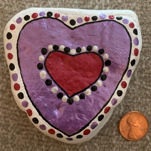 Purple and Red Heart Love Rock - Etsy