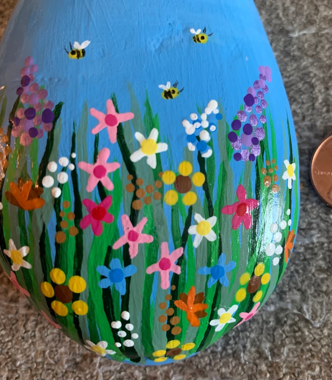 Spring Flowers and Bees Painted Rock - Etsy