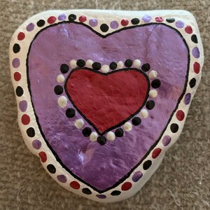 Purple and Red Heart Love Rock - Etsy
