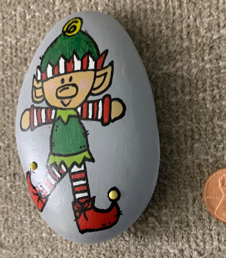 Dancing Christmas Elf Painted Rock - Etsy