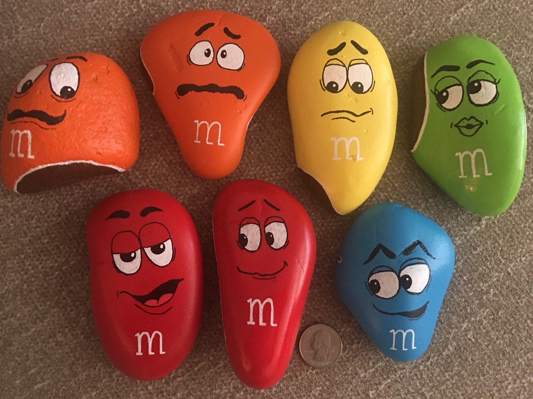 Large Peanut M&M Candy Painted Rocks - Etsy