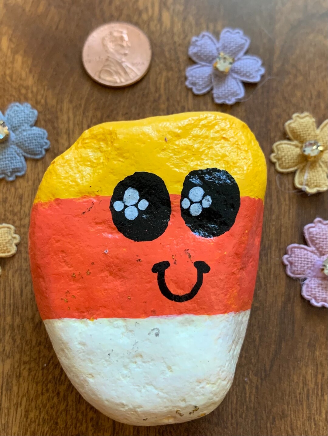 Smiling Candy Corn Painted Rock - Etsy