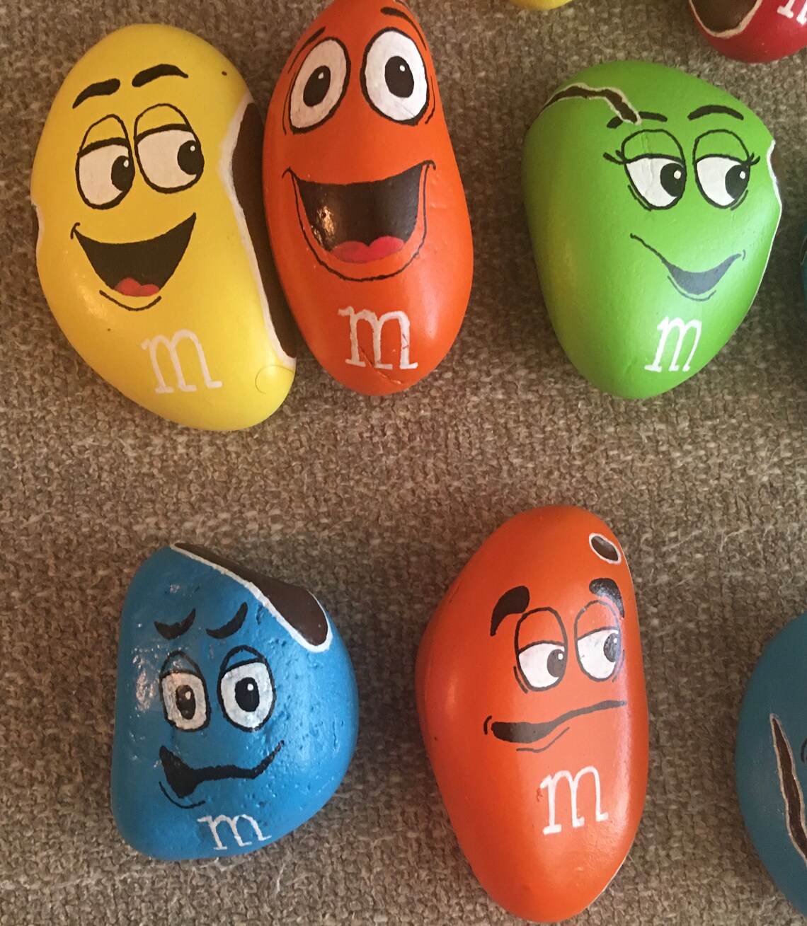 Giant Peanut M&M Candy Painted Rocks - Etsy