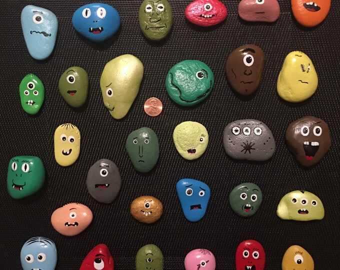 Monster Face Rocks, Painted - Etsy