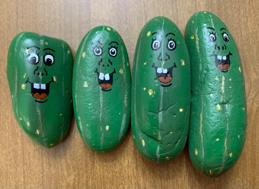 Happy Pickle Painted Rock - Etsy