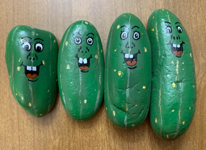 Happy Pickle Painted Rock - Etsy