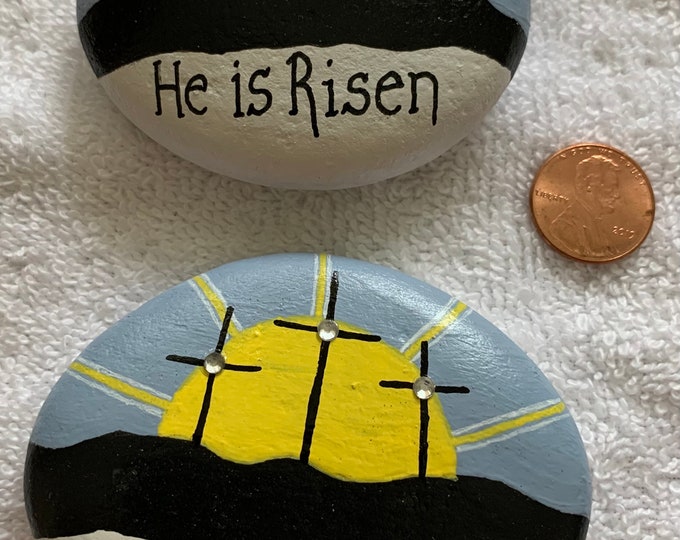 He is Risen Painted Scripture Rock - Etsy