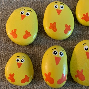 Yellow Easter Chicks, Painted Rocks - Etsy