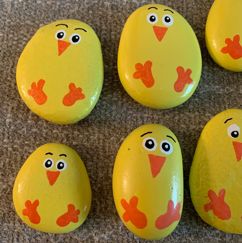 Yellow Easter Chicks Painted Rocks - Etsy