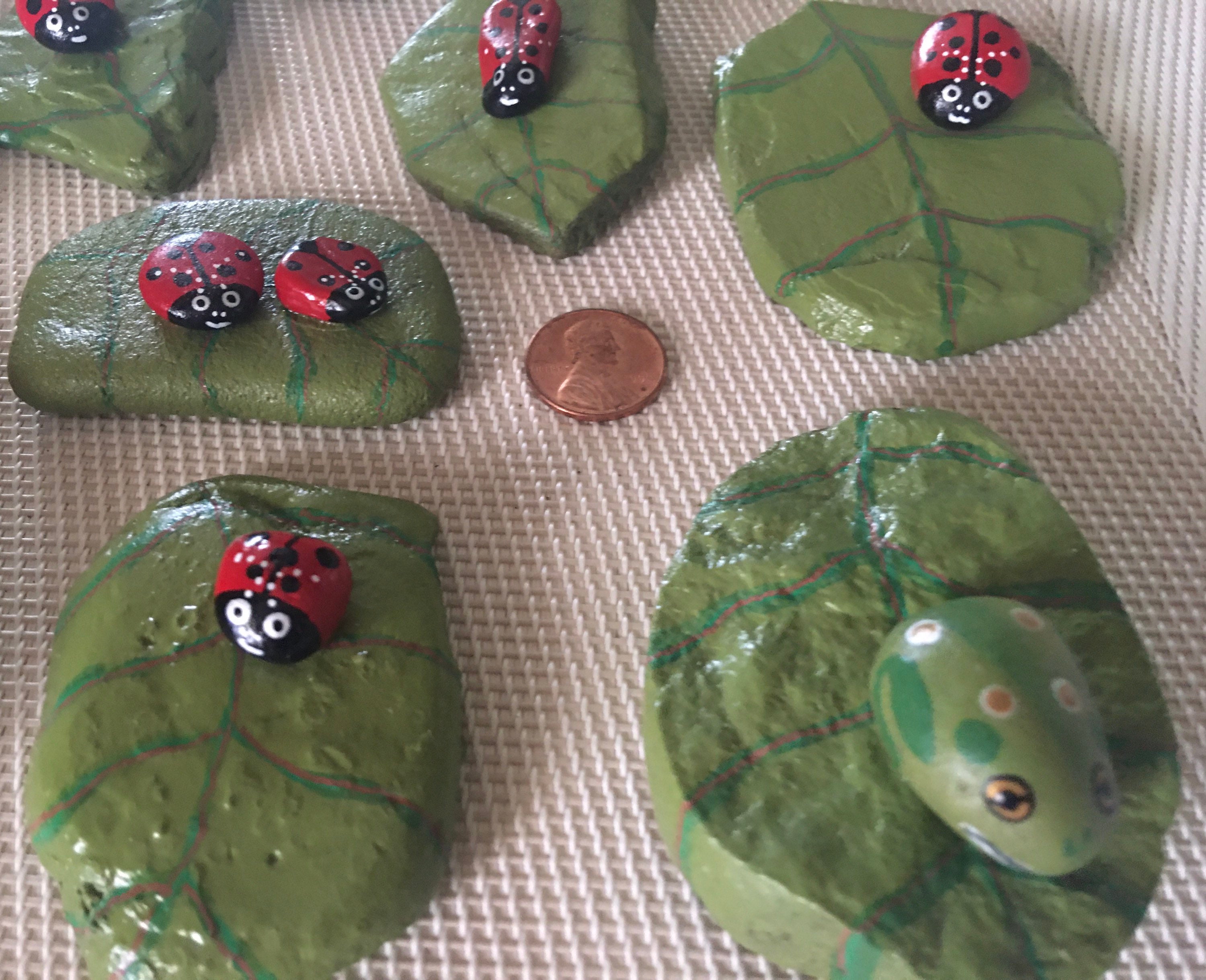 Small Ladybug and Frog Leaf Painted Rocks - Etsy