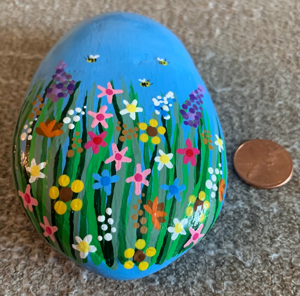 Spring Flowers and Bees Painted Rock - Etsy