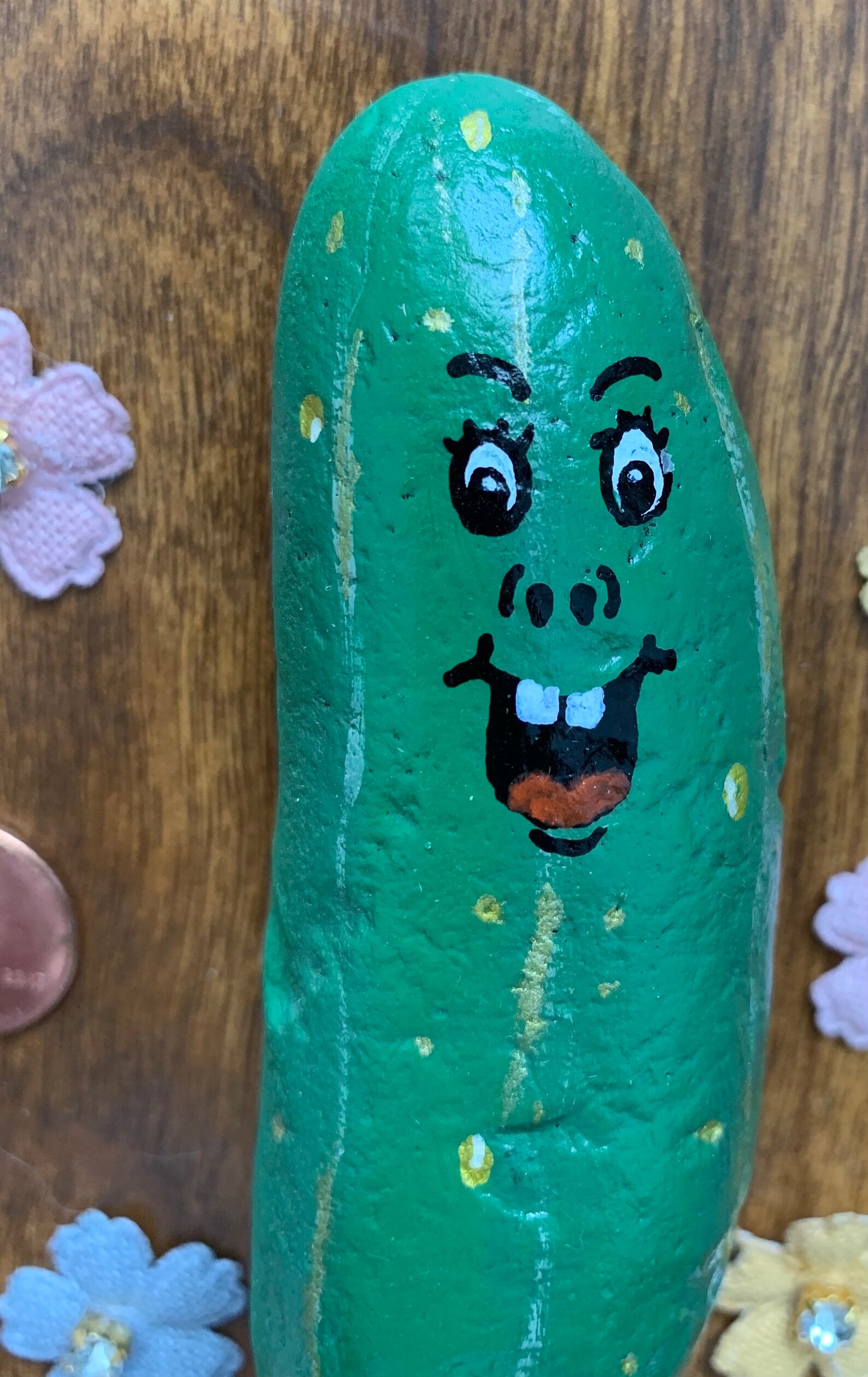 Happy Pickle Painted Rock - Etsy