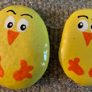 Yellow Easter Chicks, Painted Rocks - Etsy
