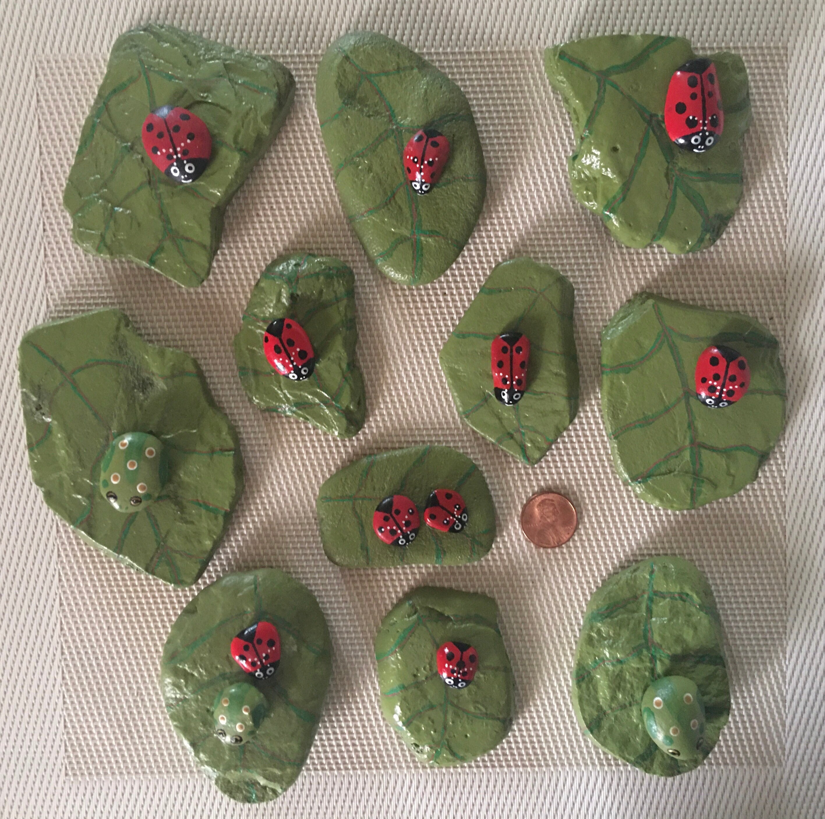 Small Ladybug and Frog Leaf Painted Rocks - Etsy