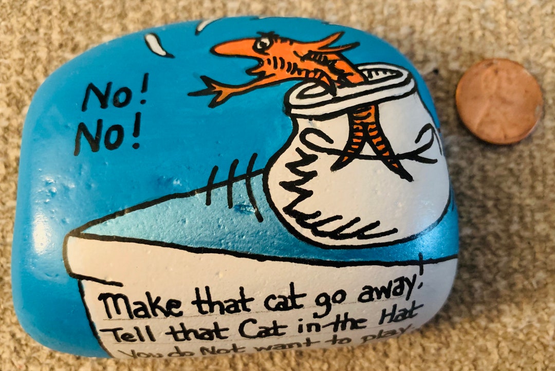 Dr. Seuss Fish in Fishbowl Painted Rock - Etsy