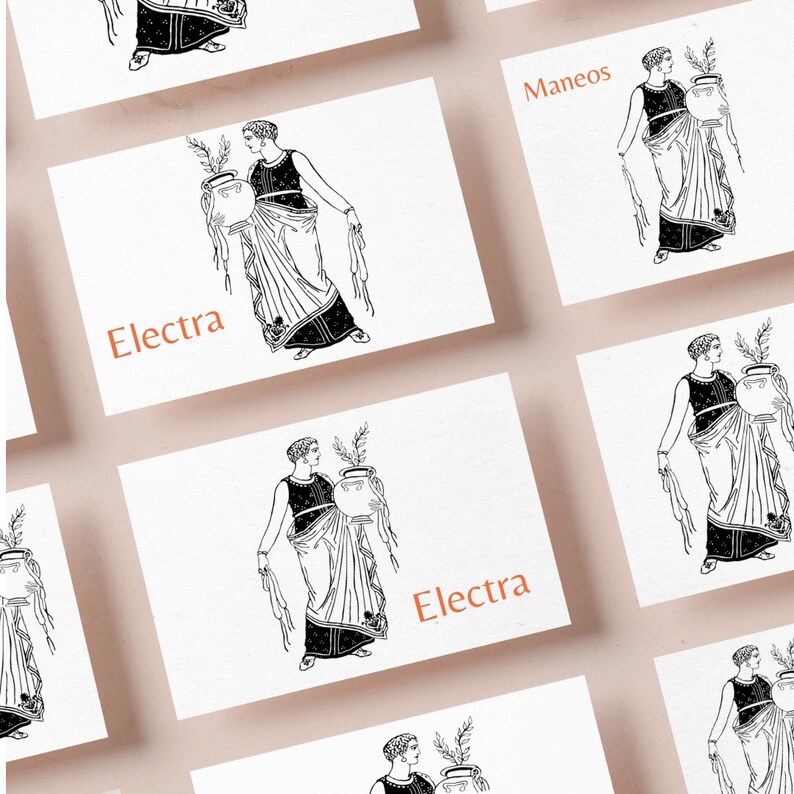 Electra in Mourning Greek Mythology Art Print, Ancient Greek Line Art ...