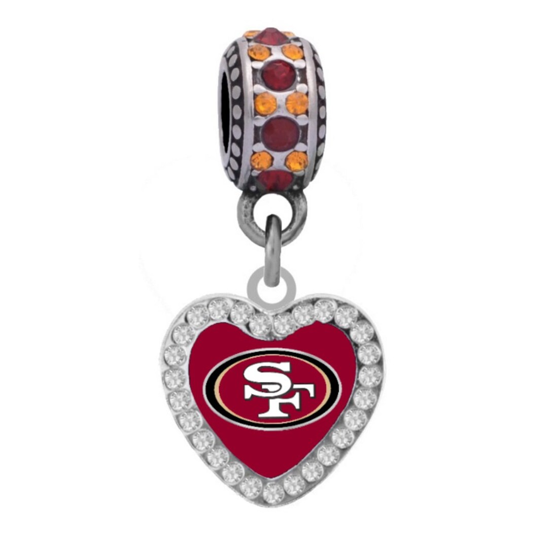 San Francisco 49ers Crystal Heart Charm Compatible With Pandora Style ...