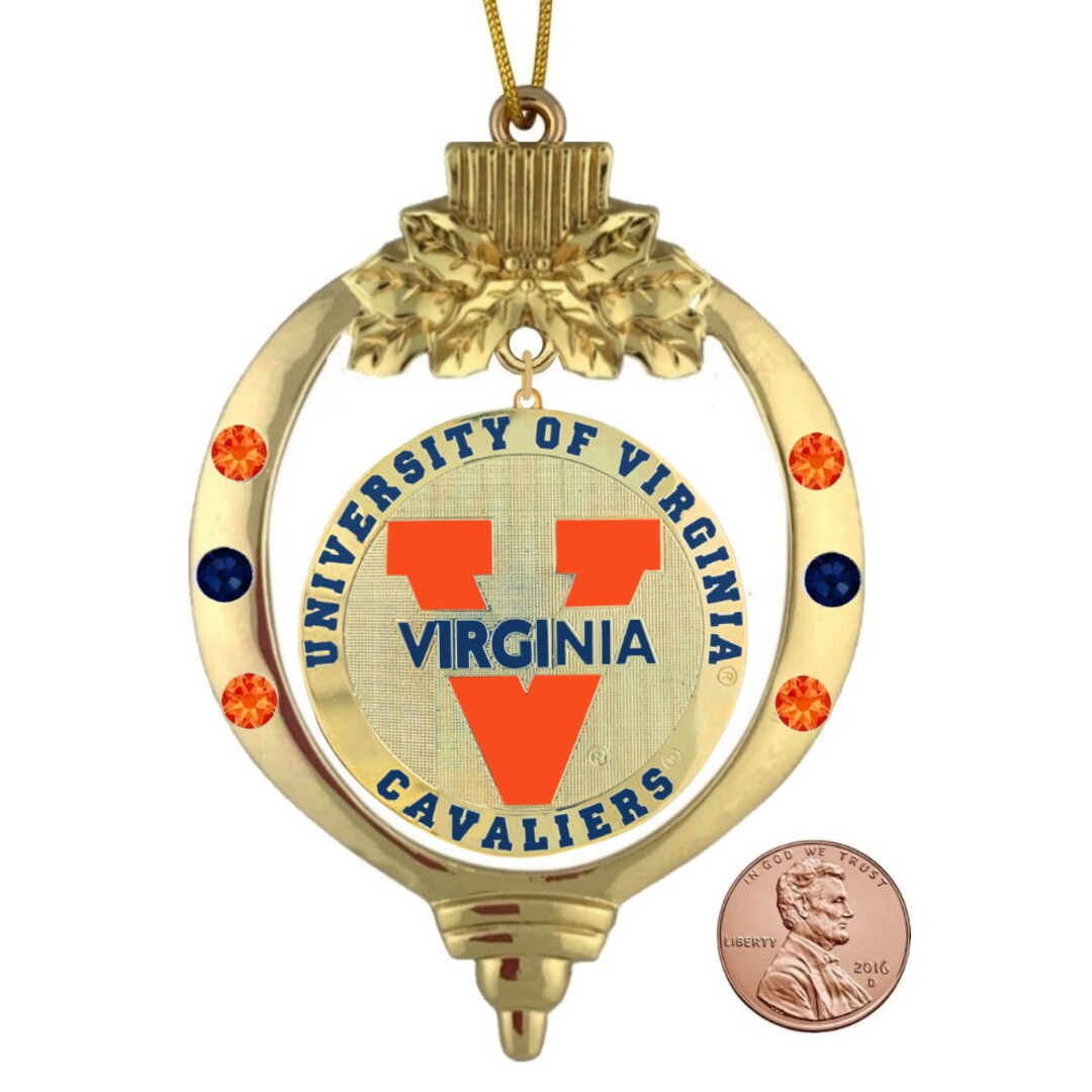 UNIVERSITY of VIRGINIA Large Round Gold Christmas Ornament - Etsy