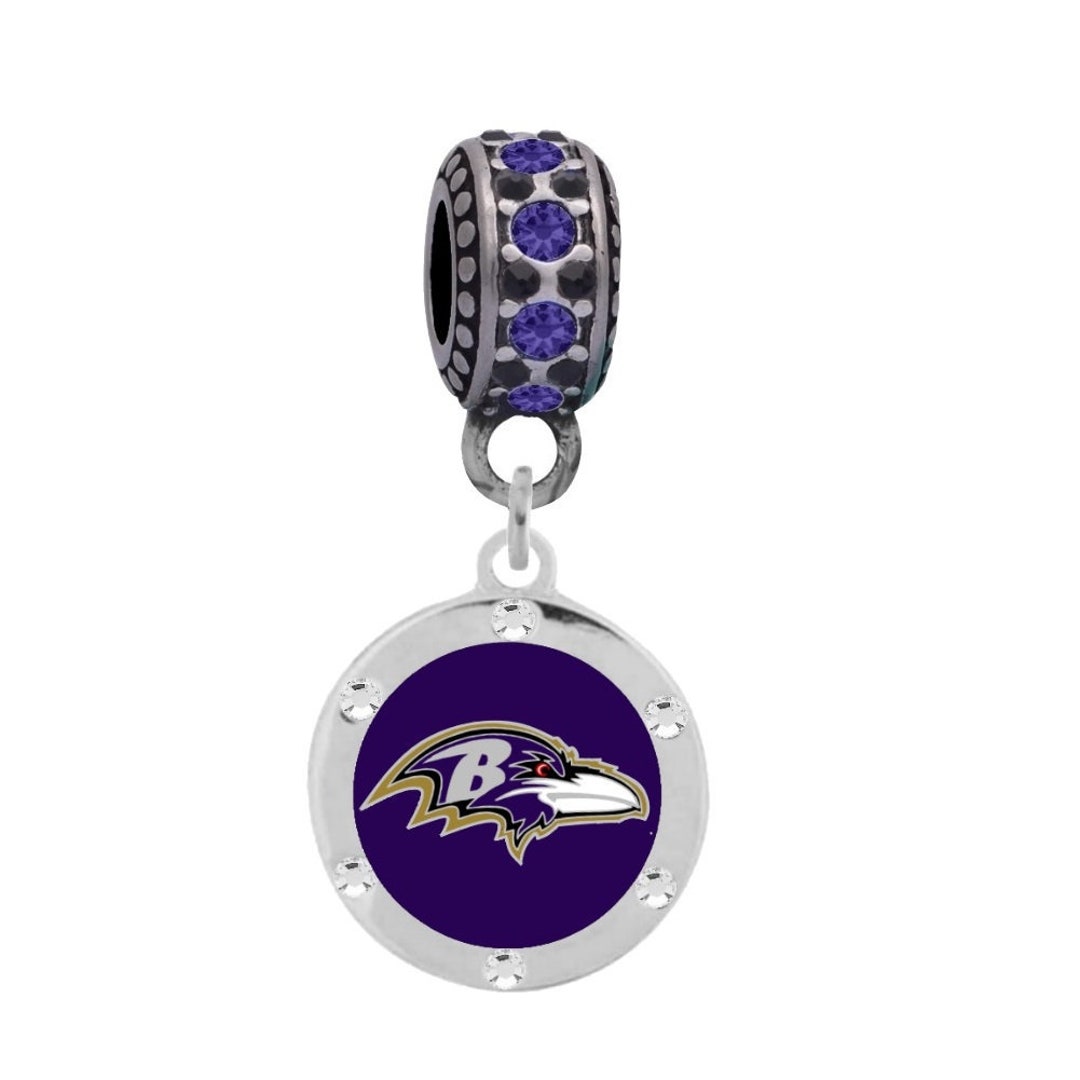 BALTIMORE RAVENS CRYSTAL Charm Compatible With Pandora Style Bracelets ...
