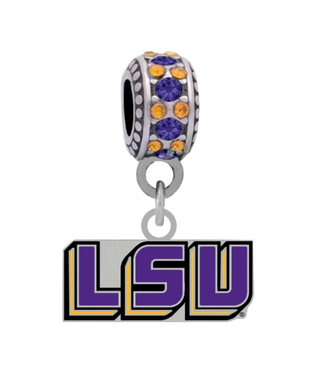 LSU LOUISIANA STATE University Logo Charm Fits Pandora Style Bracelets ...