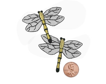 Two Dragonflies Dragonfly Lime Green and Pink Iron on Applique Embroidered Patch 632520-A - Etsy