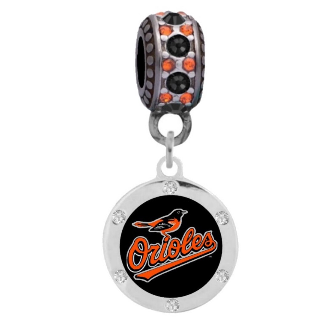 BALTIMORE ORIOLES CRYSTAL Charm Compatible With Pandora Style Bracelets ...