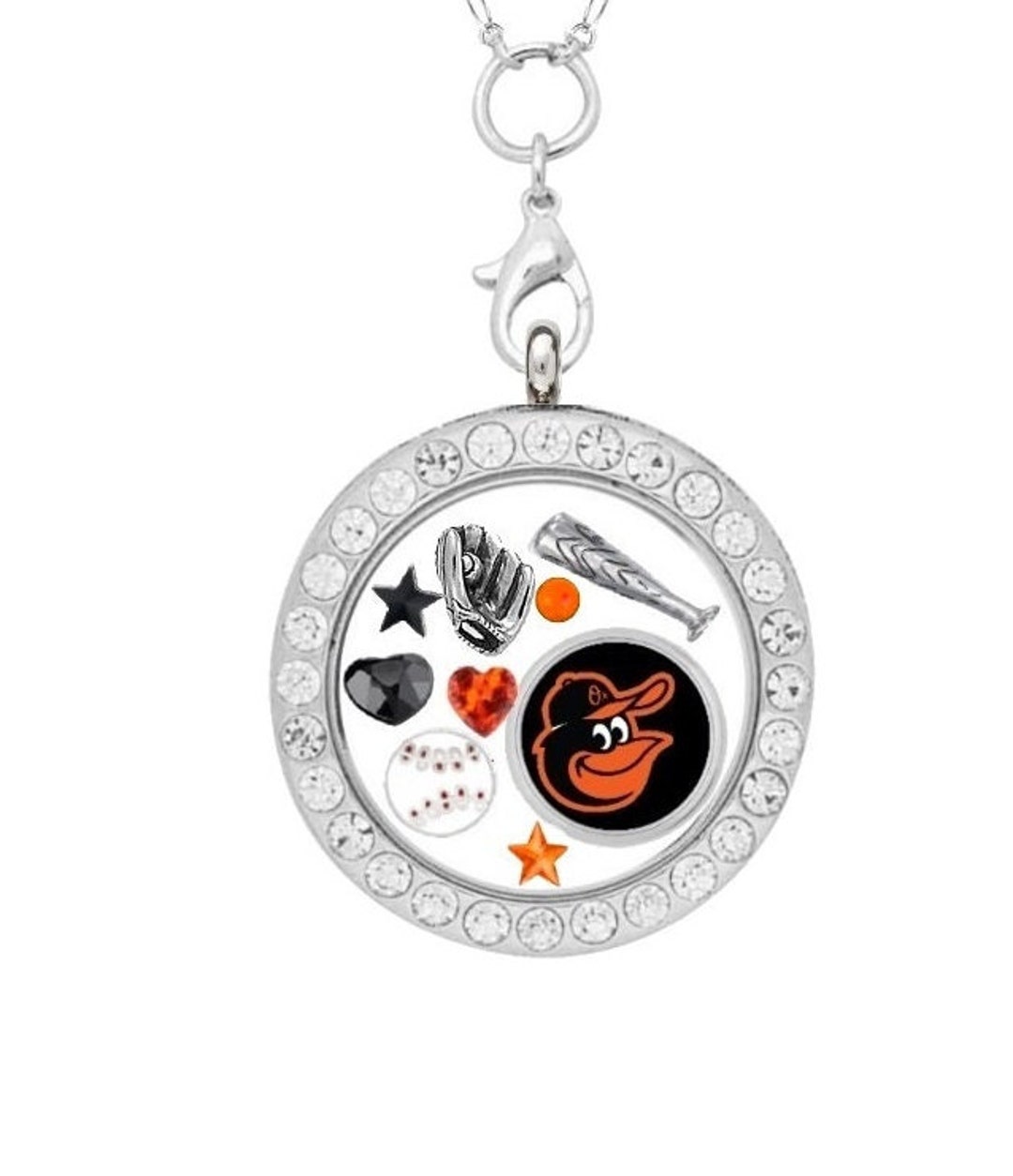 Baltimore Orioles Locket on 32" Stainless Steel Chain - Etsy