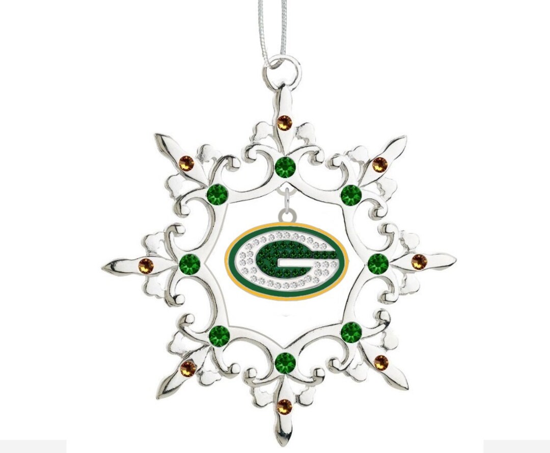 GREEN BAY PACKERS Rhinestone Snowflake Christmas Ornament - Etsy