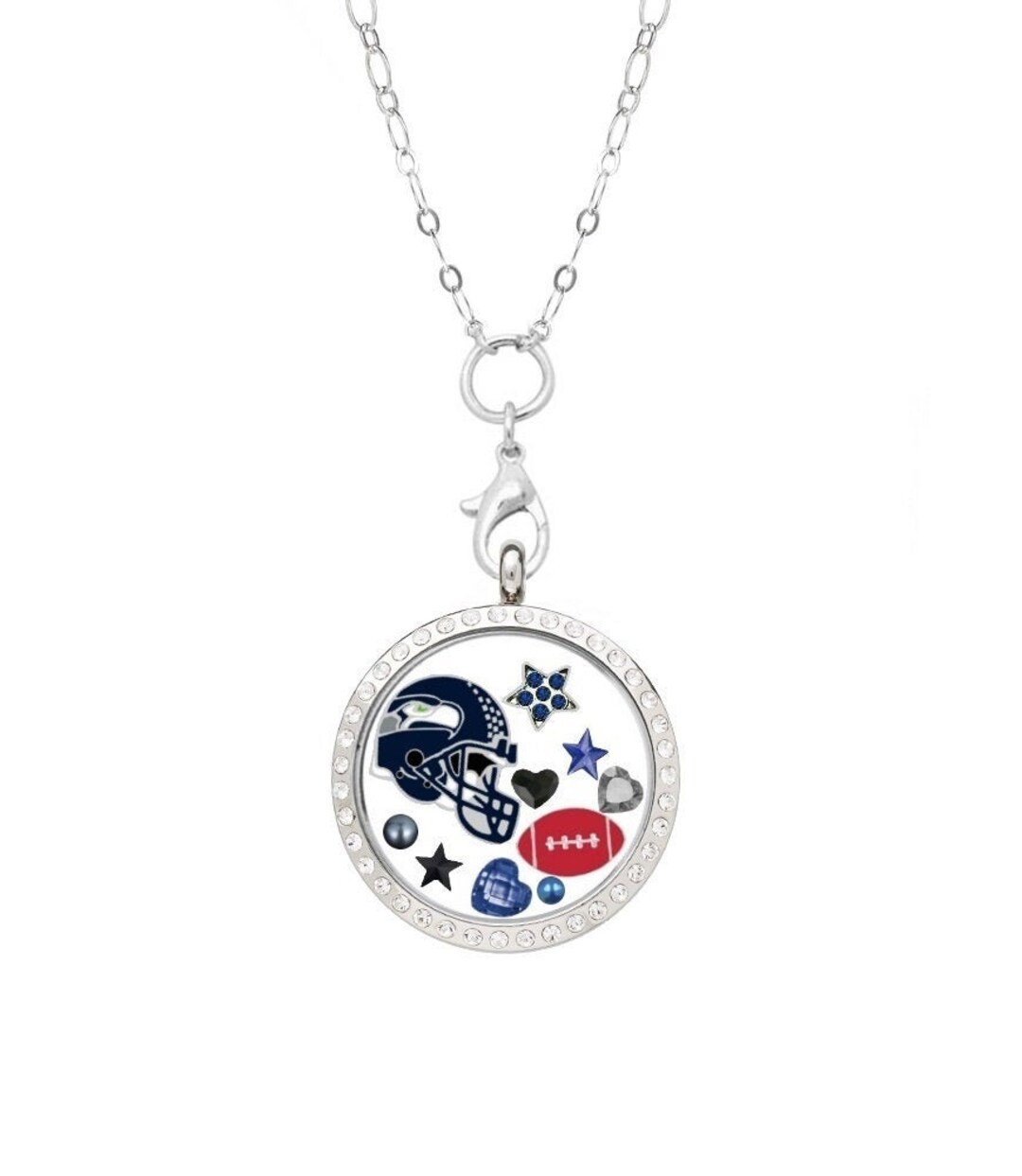 SEATTLE SEAHAWKS LOCKET With 32" Stainless Steel Chain - Etsy