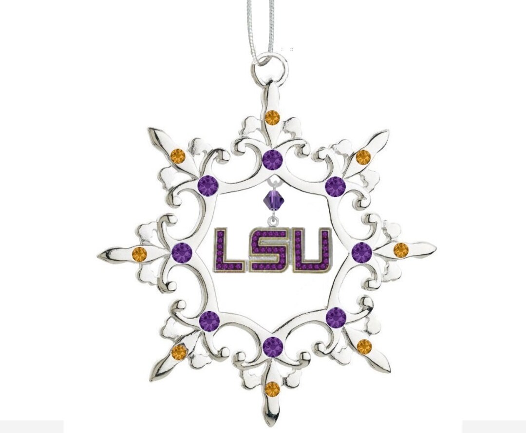 LSU Rhinestone Snowflake Christmas Ornament - Etsy