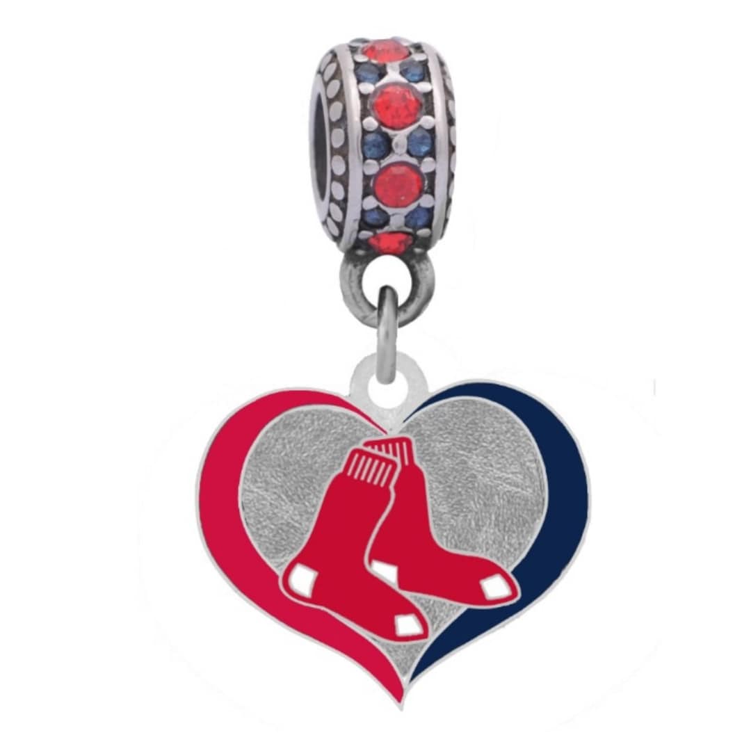 BOSTON RED SOX Swirl Heart Charm Compatible With Pandora Style ...