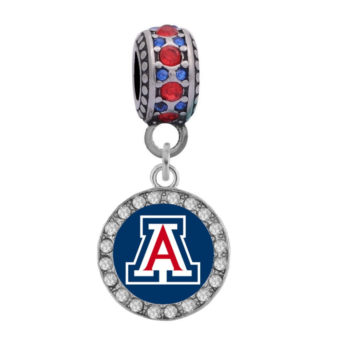 UNIVERSITY of ARIZONA Blue Button Crystal Charm Compatible With Pandora ...