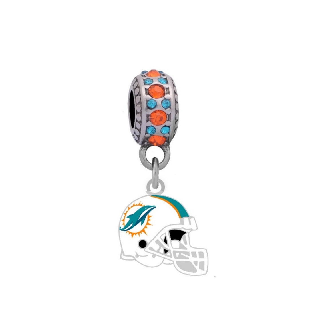 MIAMI DOLPHINS HELMET Charm Compatible With Pandora Style Bracelets. - Etsy