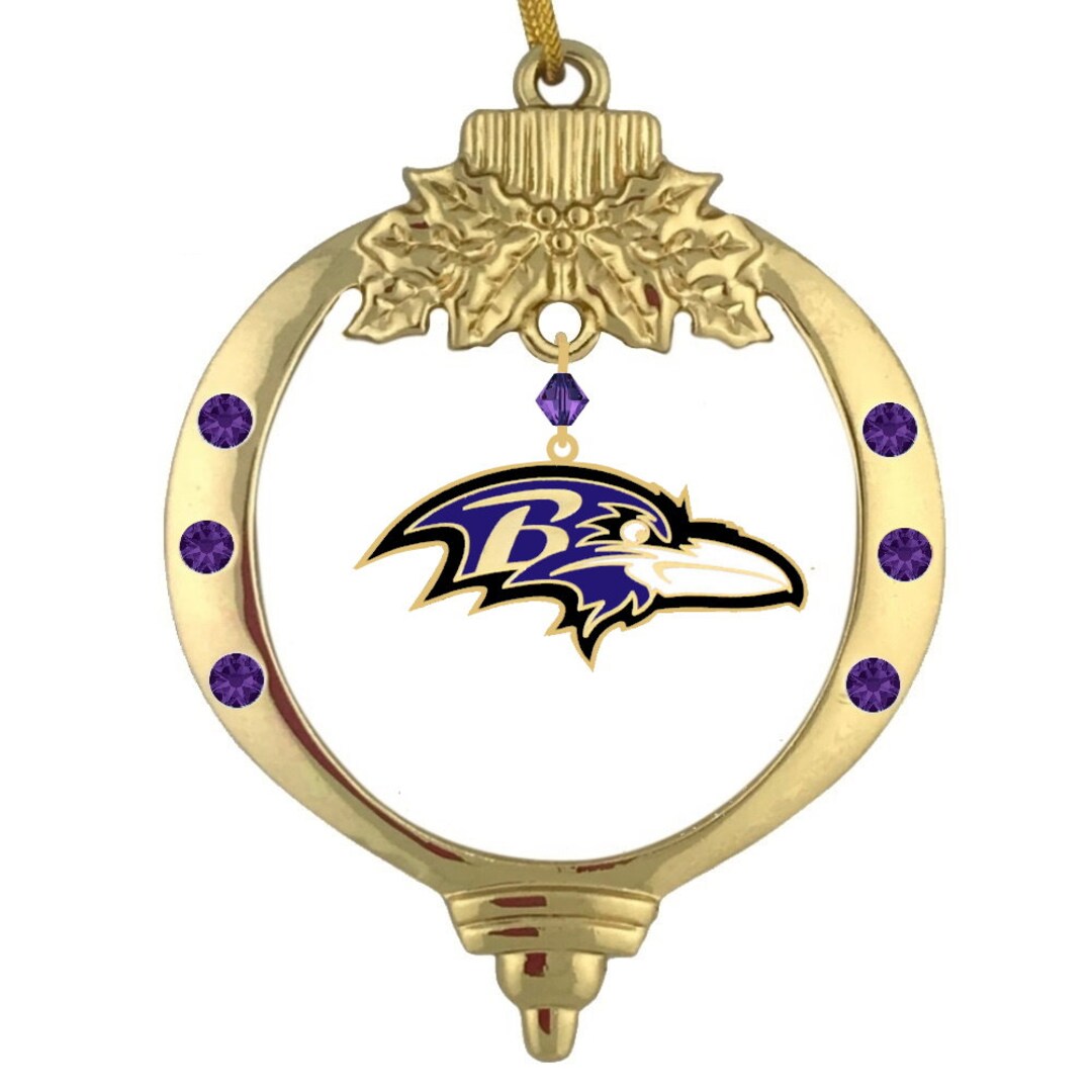 Baltimore Ravens Gold Logo With Crystal Christmas Ornament - Etsy
