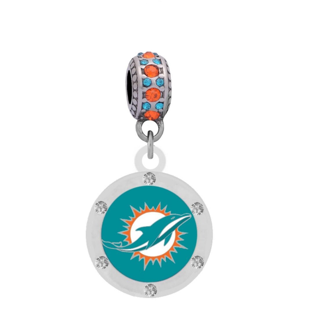 MIAMI DOLPHINS CRYSTAL Charm Compatible With Pandora Style Bracelets ...