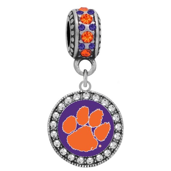 CLEMSON UNIVERSITY PAW Button Crystal Charm Compatible With - Etsy