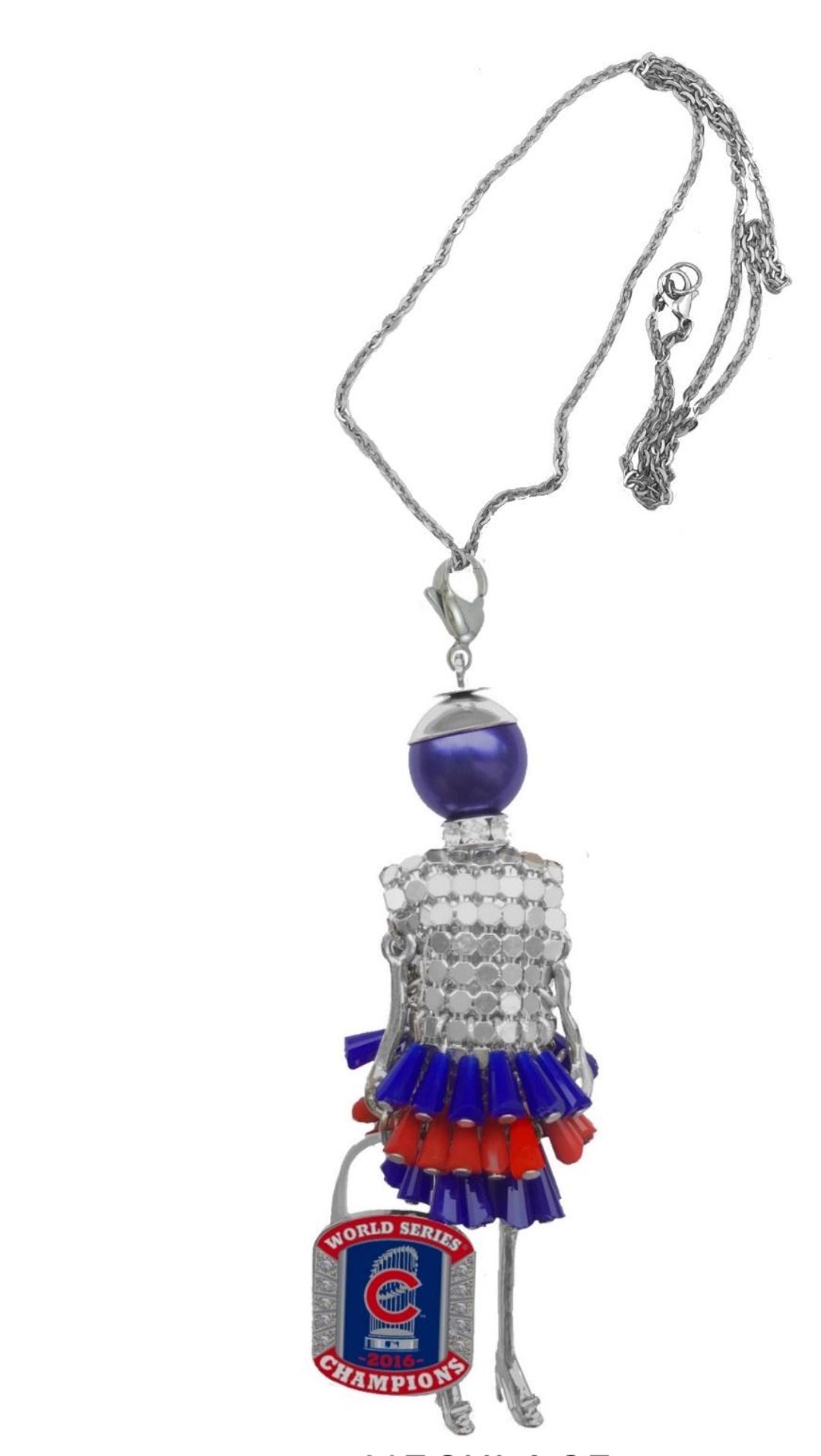 Chicago Cubs Game Day Girl World Series Necklace on a 28" Stainless ...