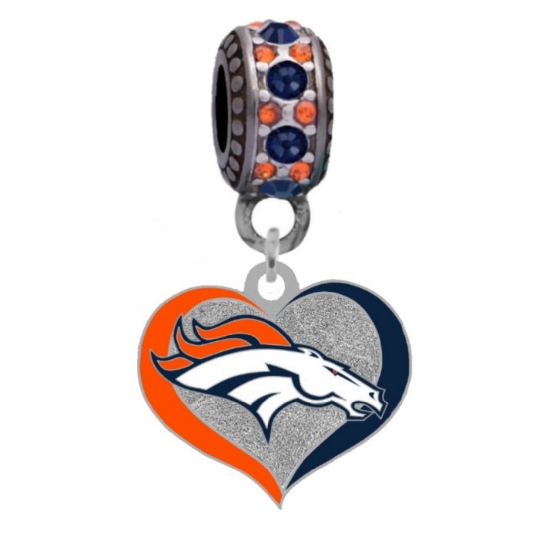 DENVER BRONCOS Swirl Heart Charm Compatible With Pandora Style ...