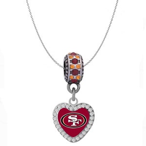 San Francisco 49ers Crystal Heart Charm Compatible With Pandora Style ...