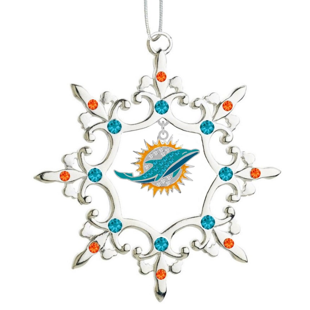 MIAMI DOLPHINS RHINESTONE Snowflake Christmas Ornament - Etsy