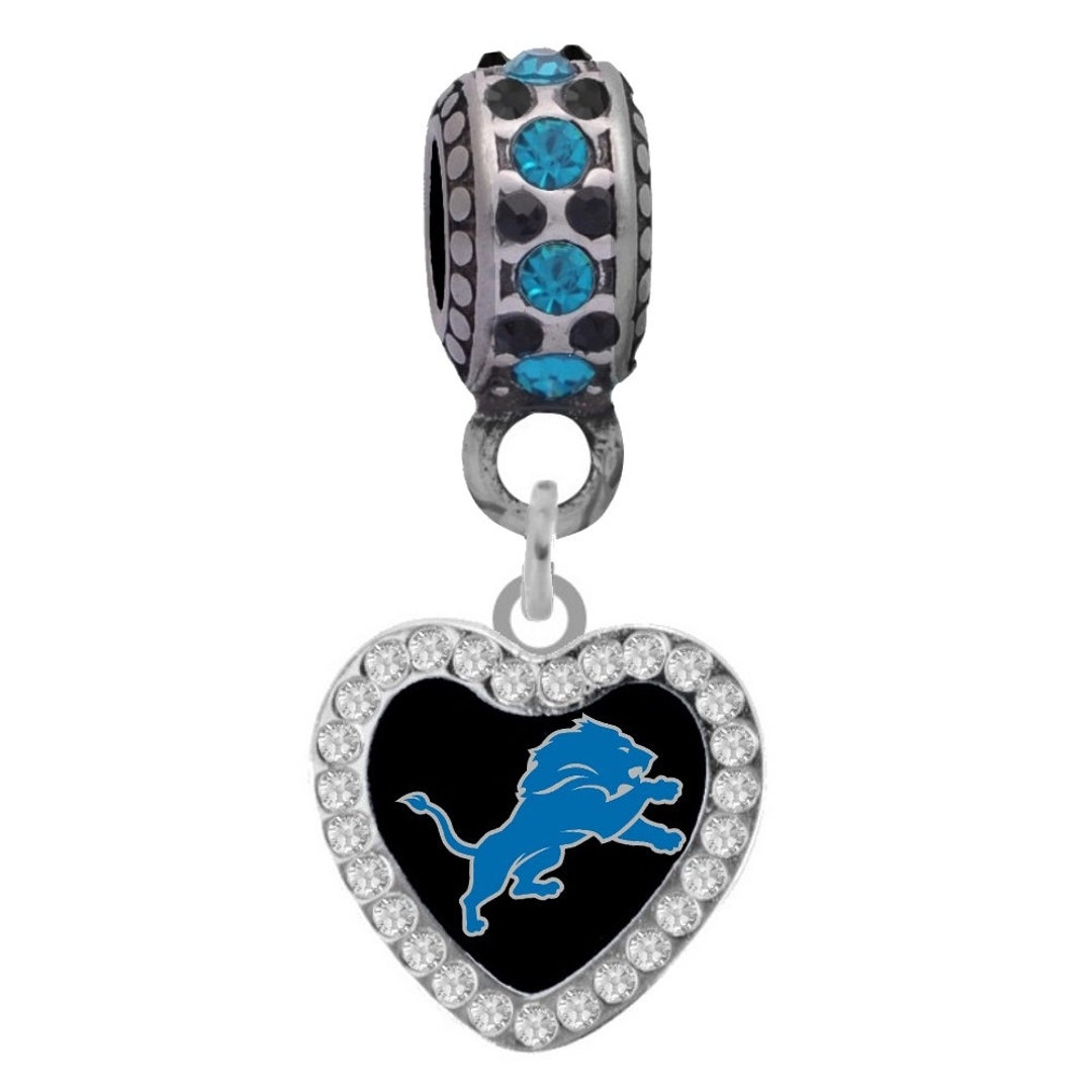 DETROIT LIONS CRYSTAL Heart Charm Compatible With Pandora Style ...