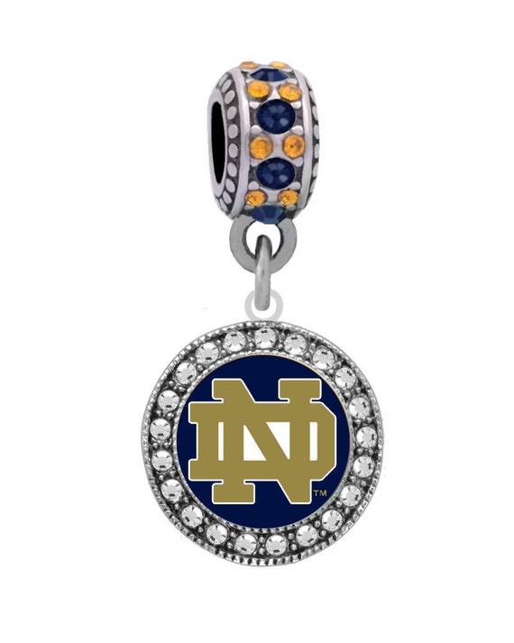 NOTRE DAME University Crystal Button Charm Fits Pandora Style | Etsy